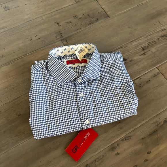 Georg Roth | Shirts | New Georg Roth Blue White Houndstooth Dress Shirt ...